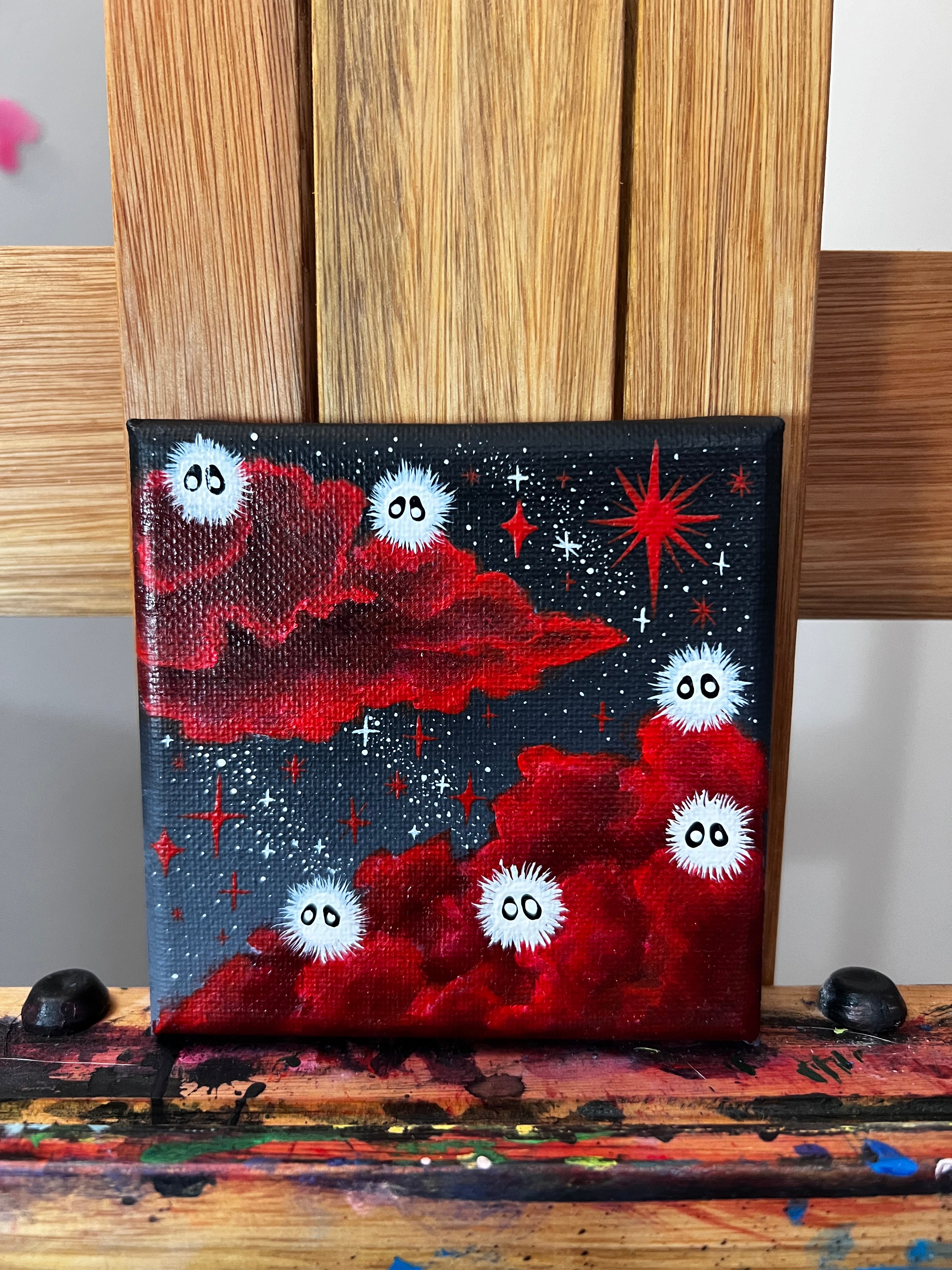 Red - Soot Sprite Mini Original Painting – Peek Inside Art